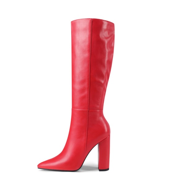 up2step | Shoes | Red Knee High Boots With Pointed Toe | Poshmark